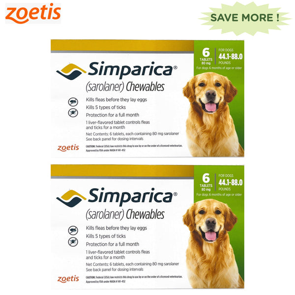 Zoetis Simparica 20-40kg Tick and Flea Control Tablet Combo for Dogs ...